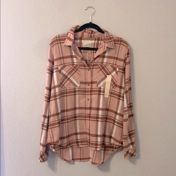 Tops | Pink Plaid Flannel Shirt | Poshmark